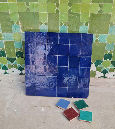 JeenaLaVie. Blue Terracotta Zellije "36 50 x 50mm Tiles", 14" x 14 ...