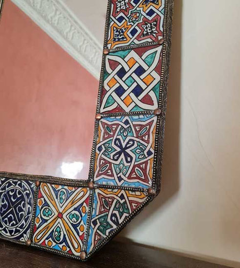 JeenaLaVie. Ceramic Tiled Mirror Brass Frame with Ethnic Tiles Mirrors ...