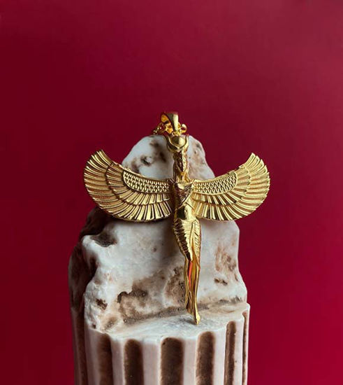 JeenaLaVie. solid-gold-isis-goddess-handmade-pendant
