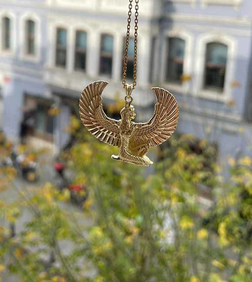 JeenaLaVie. Gold Winged Isis Necklace - Handcrafted Ancient Egyptian ...